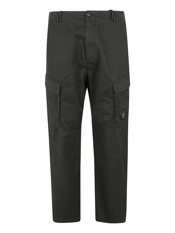 C.P. COMPANY Lens-detail Cotton Cargo Pants - Raven