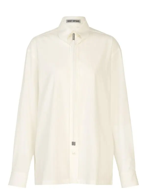 Issey Miyake Long Sleeve Shirt With Unique Collar Detail - White