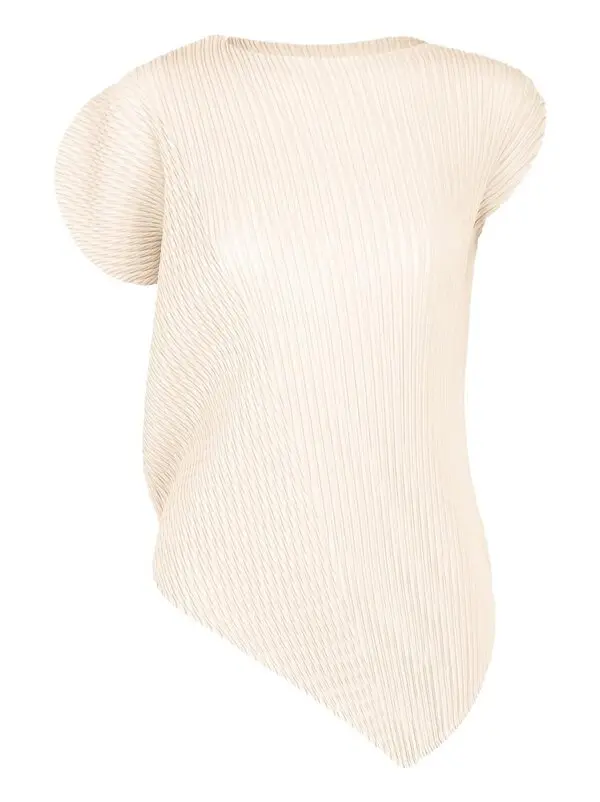 Issey Miyake Pleated Top With Asymmetrical Hem - Off-white