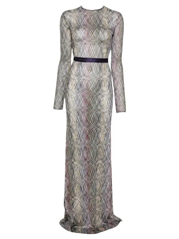 Missoni Long-sleeved Dress - Silver And Multicolour