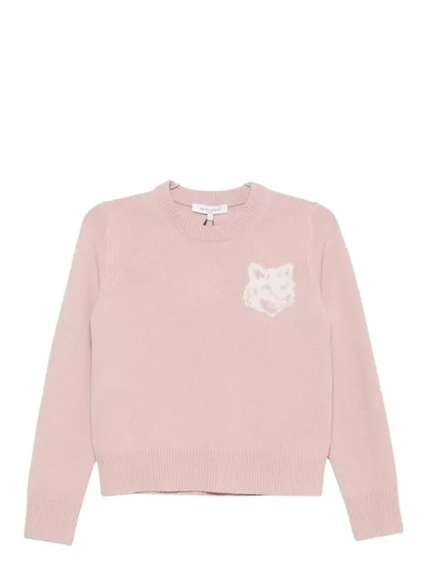 Maison Kitsuné Long Sleeve Crew Neck Sweater - Pink