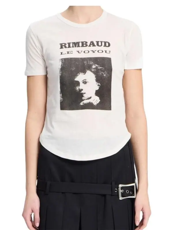 ANN DEMEULEMEESTER Le Voyou' Graphic Print T-shirt - Beige/grey