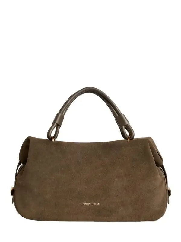 COCCINELLE Suede-finish Leather Tote Bag - Fango