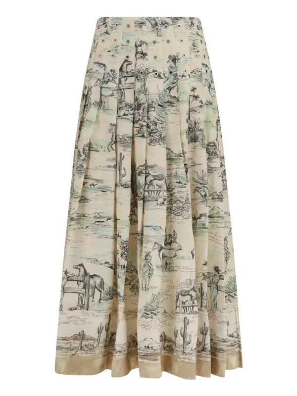 ALEMAIS Scout Pleated Midi Skirt - Cream