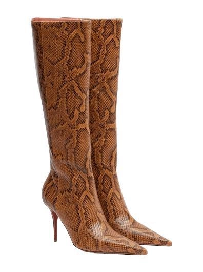 Amina Muaddi Leather Knee-high Boots - Brown