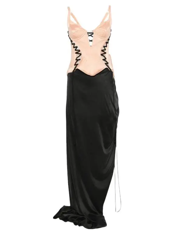 MARIA LUCIA HOHAN Lace-up Bodycon Dress - Black/neutrals