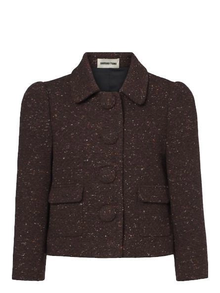 SHUSHU/TONG Cropped Lapel Coat With Puffy Sleeves - Black