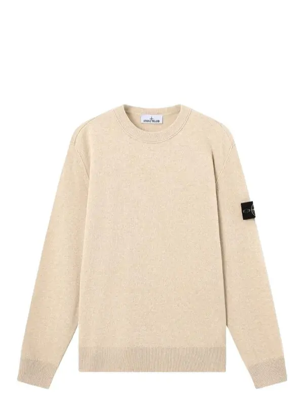 Stone Island Loose-fit Crewneck Jumper With Ribbed Trims - Biscuit Mixing