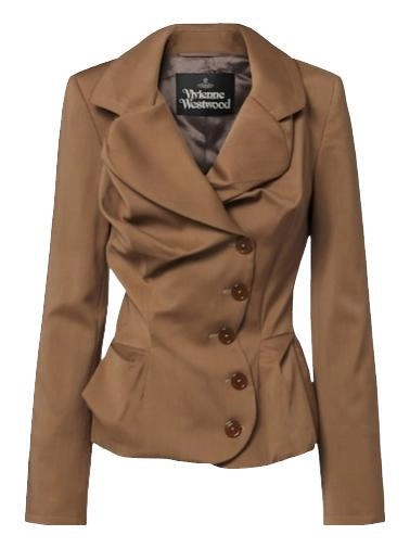 VIVIENNE WESTWOOD Draped Peplum Virgin Wool Jacket - Brown