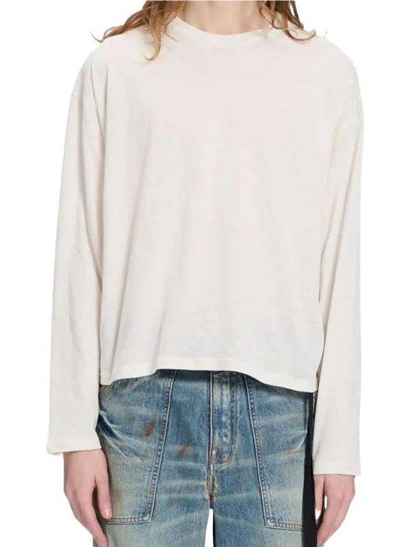 ANN DEMEULEMEESTER Graphic-print Long-sleeved T-shirt - White