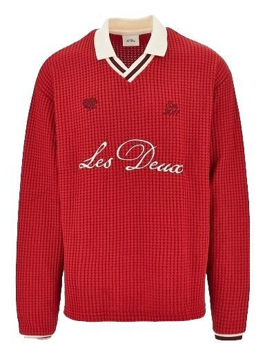 LES DEUX Knit Polo Shirt - Red