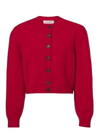 RÓHE Cropped Wool Cardigan - Red