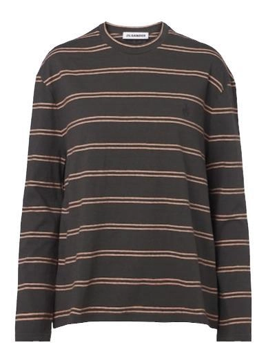 JIL SANDER Striped Long Sleeve Cotton T-shirt - Black