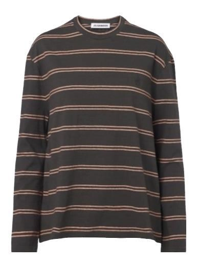 JIL SANDER Striped Long Sleeve Cotton T-shirt - Black
