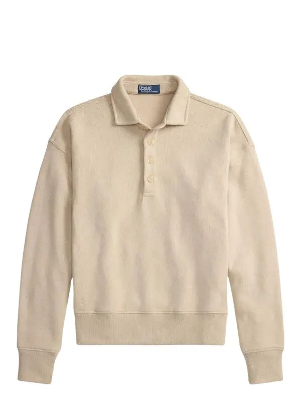 Polo Ralph Lauren Long Sleeved Knitted Polo Shirt - Expedition Dune Heather