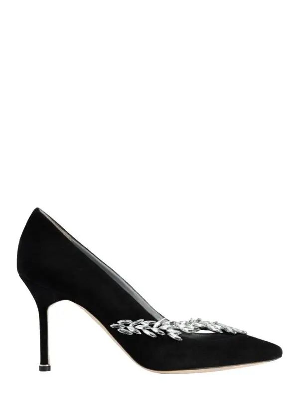 BALENCIAGA X MANOLO BLAHNIK Embellished Suede Pumps - Black