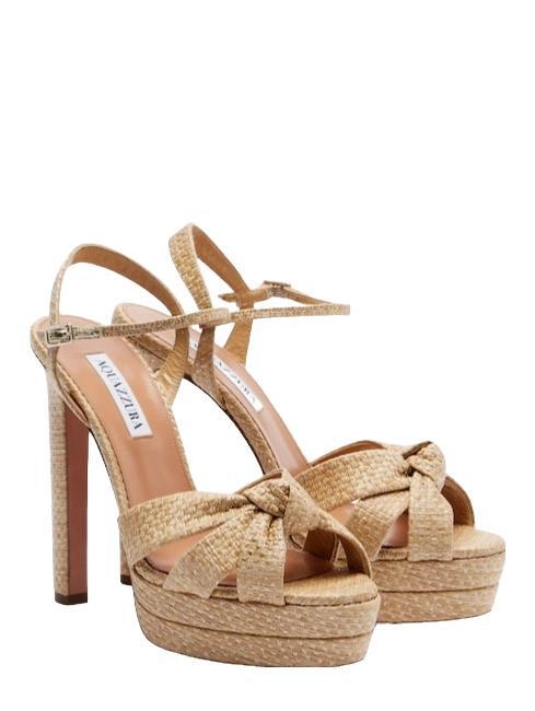 AQUAZZURA Raffia Platform Sandals - Nude