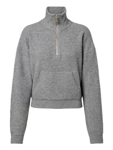 Victoria Beckham Quarter Zip Turtleneck Sweater With Pocket - Grey
