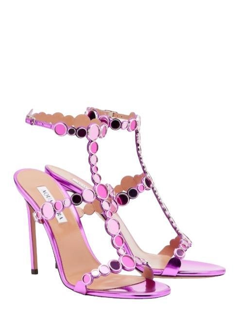 AQUAZZURA Embellished Leather Sandals - Multicolor