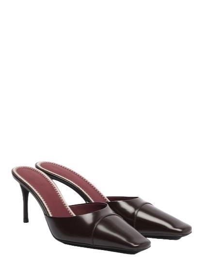 Magda Butrym Leather Pointed Toe Stiletto Mules - Black