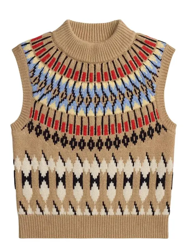 Polo Ralph Lauren Fair Isle Knit Vest - Camel Multi