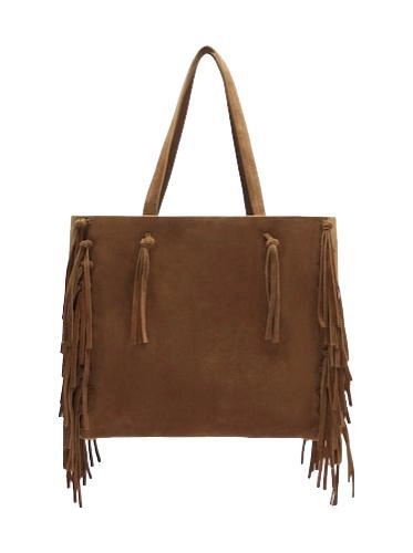 NILI LOTAN Joni Fringed Suede Tote Bag - Brown