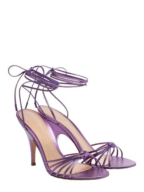GIANVITO ROSSI Metallic Leather Stiletto Sandals - Purple