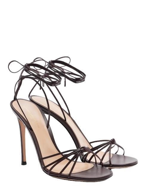 GIANVITO ROSSI Solid Leather Slingback Sandals - Black