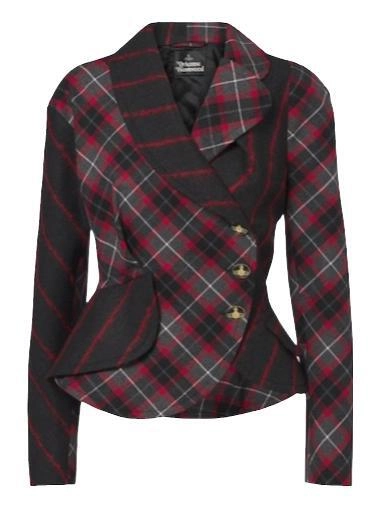 VIVIENNE WESTWOOD Stormy Peplum Tartan Wool Jacket - Black