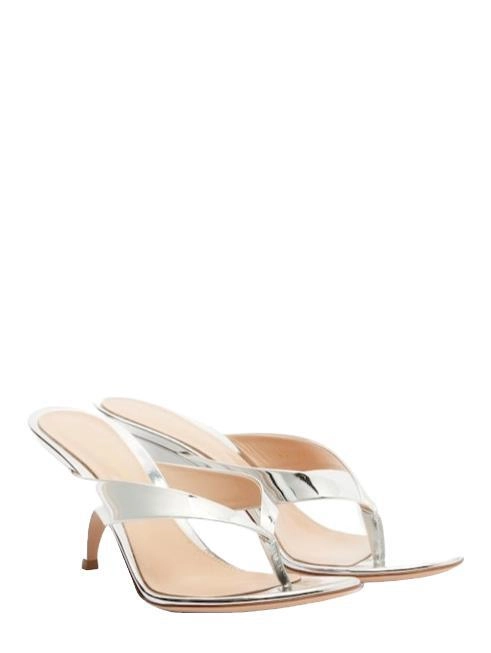 GIANVITO ROSSI Mirrored Leather Thong Sandals - Nude