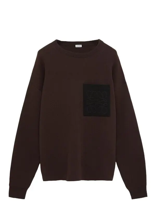 Loewe Logo Patch Pocket Sweater - Dark Brown/black