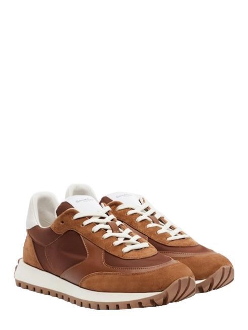 GIANVITO ROSSI Paneled Leather And Suede Sneakers - Brown