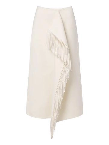 RÓHE Fringed Wool And Cashmere Midi Skirt - White