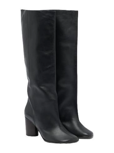 LEMAIRE Solid Color Leather Knee-high Boots - Black
