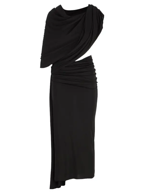 Balenciaga Midi-length Twist-front Draped Dress - Black