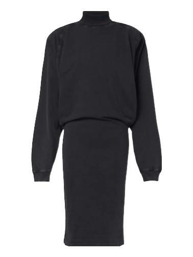 MUGLER Cotton Jersey Sweatshirt Dress - Black