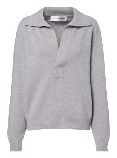 Victoria Beckham Genevieve Wool & Cashmere Polo Sweater - Gray