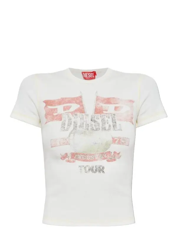 DIESEL® Ribbed Knit Short Sleeve T-shirt - White