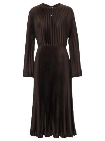 Vince Pleated Midi Dress - Brown