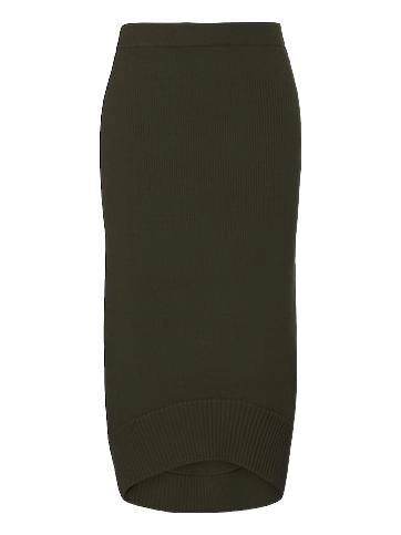 Victoria Beckham Ribbed-knit Wool Midi Skirt - Black