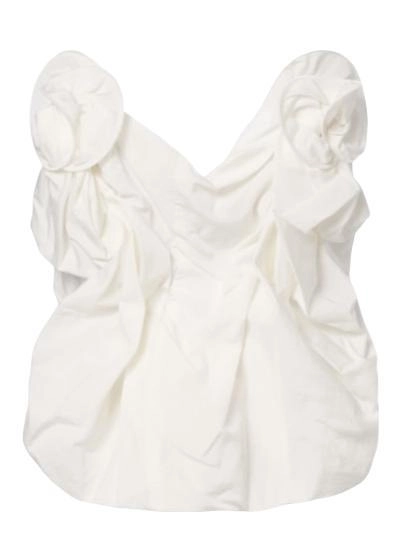 Magda Butrym Draped Cotton And Silk Bustier Top - White