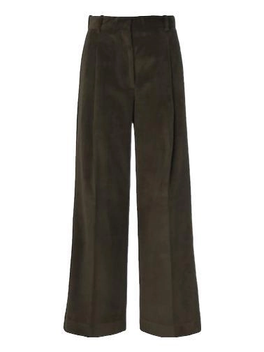 RÓHE Pleated Cotton Corduroy Wide-leg Pants - Black