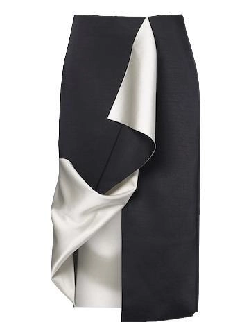 RÓHE Draped Asymmetric Satin Midi Skirt - Black