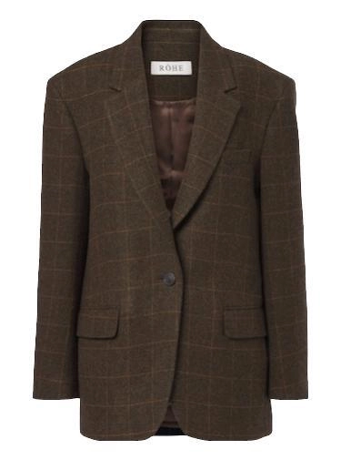RÓHE Checked Oversized Wool Blazer - Black