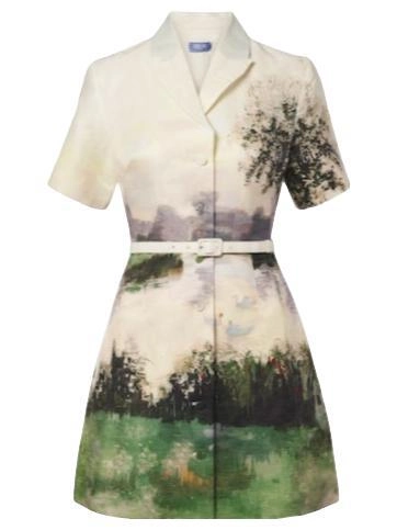 LEO Brigitte Printed Linen-blend Shirt Dress - Green