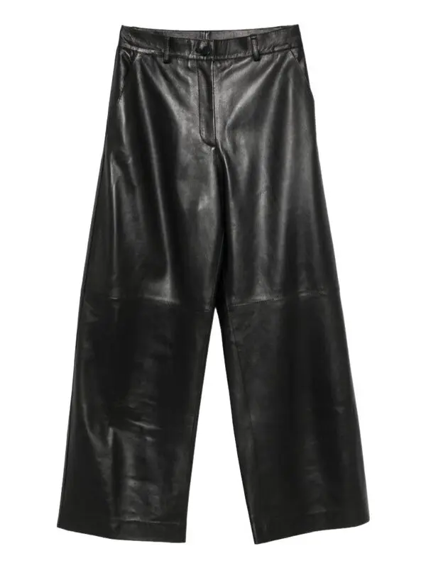 P.a.r.o.s.h Leather Wide-leg Trousers - Black