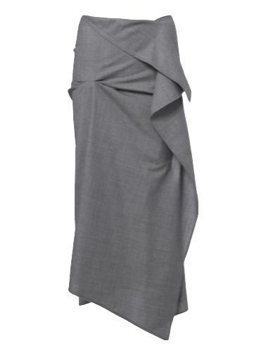 Victoria Beckham Asymmetric Draped Wool Midi Skirt - Grey