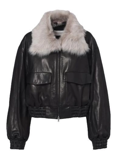 Nour Hammour Leather Blouson Jacket - Black