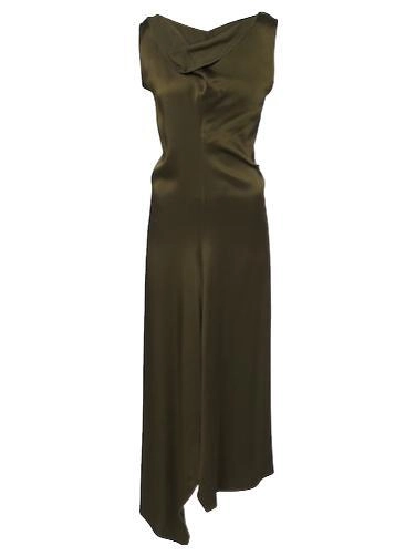 Victoria Beckham Draped Asymmetric Satin Midi Dress - Black