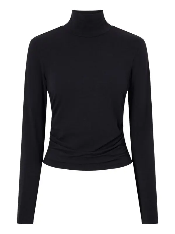 JAMES PERSE Cotton-blend Jersey Turtleneck With Ruched Seams - No